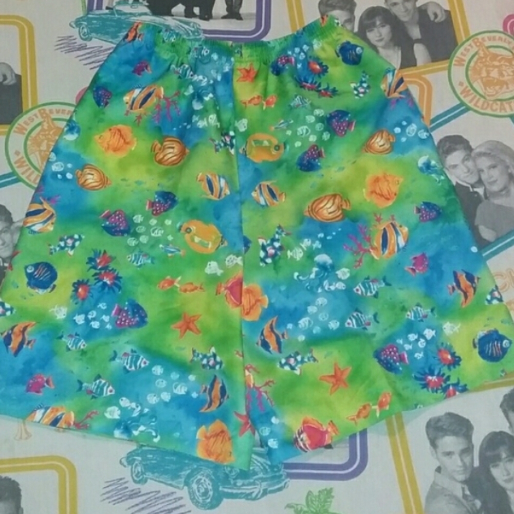 80s Sanibel Sea Fish All Over Vintage Shorts - Gem